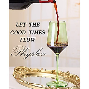 Physkoa Green Wine Glasses Set of 6-14 oz, Unfading Color, Hand-blown, Crystal - Spring Summer Wine Glasses, Green Glassware, Green Drinking Glasses, Mother's Day, Wedding Gifts for Wine Lover