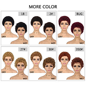 Guree Hair Glueless Wear and Go Wig for Black Women Glueless Brazilian Kinky Short Curly Wigs for Daily Use (1B)