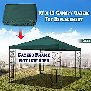 BenefitUSA Replacement 10'X10'Gazebo Canopy top Patio Pavilion Cover Sunshade plyester Single Tier-Green
