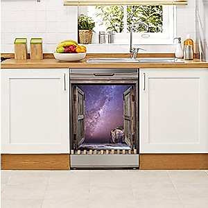 Dishwasher Magnet Cover Milky Way Galaxy Night Scene Coastal Rock Formations Magnetic Refrigerator Stickers Decorative Appliance Cover Fridge Panels Metal Door Garage 23x26in