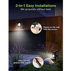 InnoGear Solar Lights, 2-in-1 Waterproof 3 LED Solar Spotlights Adjustable Wall Light Landscape Lighting Security Light Outdoor Auto On/Off for Patio Deck Yard Garden Driveway, Pack of 4