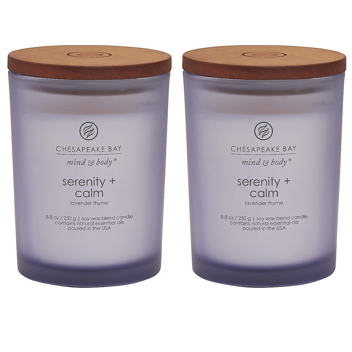 Chesapeake Bay Candle Scented Candles, Serenity + Calm (Lavender Thyme) Medium Jar, 2-Pack, Perfect for Home Décor and Gifting