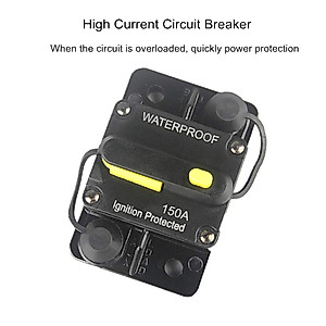 OUHL 150 Amp Circuit Breaker 12V- 48V DC Manual Reset Fuse for Trolling Motor Rv Marine Boat Vehicles System Protection Waterproof (150A)