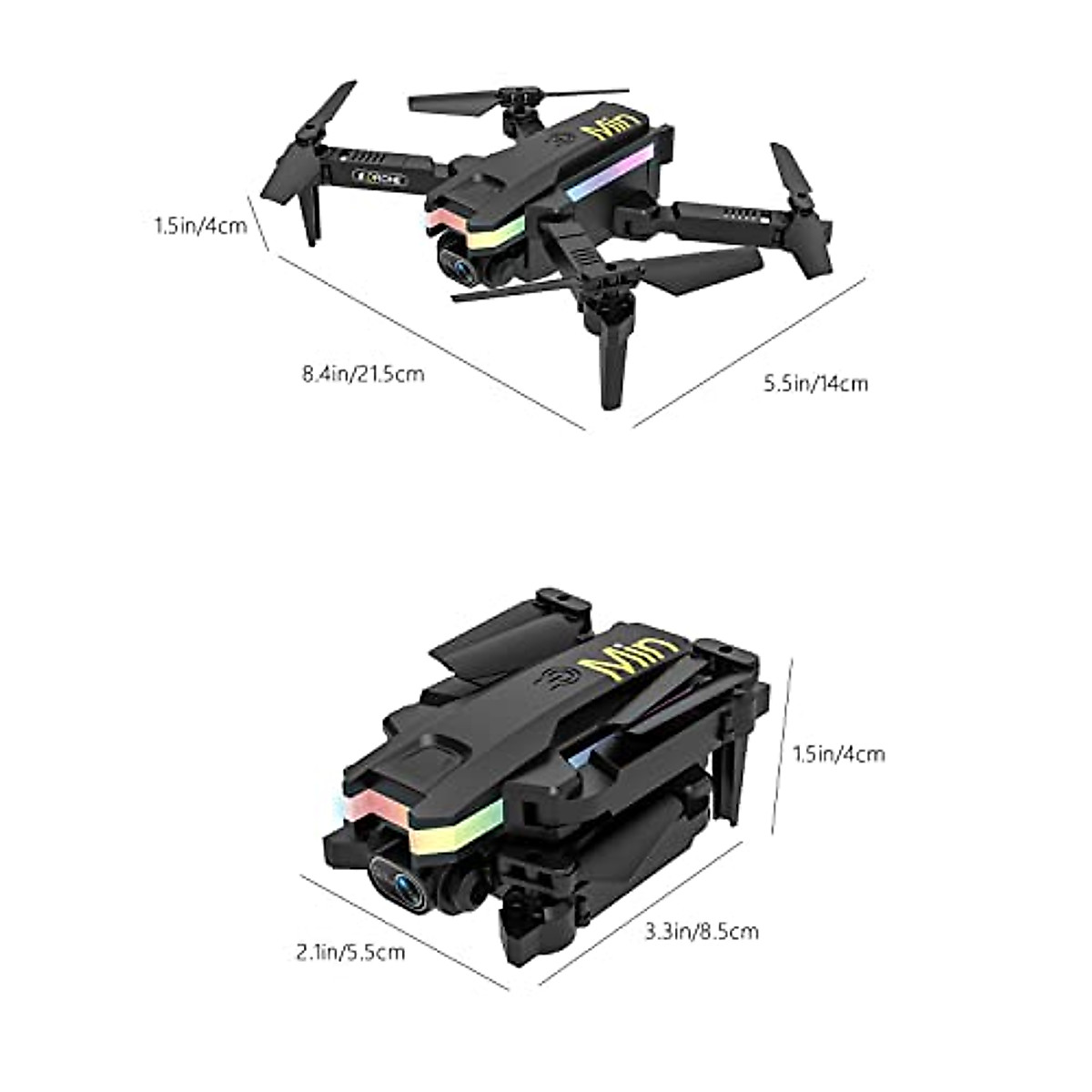 Mini Drone Rc Drones with Camera for Adults, Flying Toys with Color LED Lights, Headless Mode, Daul 4K HD Fpv Camera, 3-level Flight Speed, Drones for Kids 8-12, Rc Plane Helicopters Cool Stuff