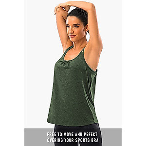 Hibelle Green Tank Top for Women, 2022 Summer Fashion Workout Shirts Loose Fit Sleeveless Tops Racerback Exercise Gym Clohtes Funny Light Weight Cool Tunic Tshirts Leggings Small