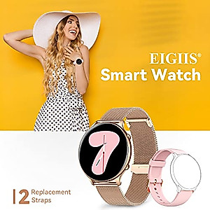 EIGIIS Smart Watch for Men Women Waterproof Fitness Tracker Watch with Heart Rate Blood Oxygen Monitoring Smartwatch Compatible with iPhone Android Phones
