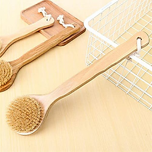 INGVY Dry Brushing Body Brush Natural Wooden Long Handle Bathing Bristle Brush Body and Back Scrubber Massager Shower Brush Skin Spa for Shower Cleaning
