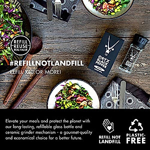 Oryx Black Pepper Mill - Ceramic Pepper Grinder Refillable - Naturally Organic Peppercorn Seasoning Grinder – Premium Whole Black Peppercorns from Madagascar, 1.26 oz