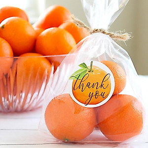 Orange Little Cutie Baby Shower Thank You Stickers, Party Favor Bag Stickers - 40 Count