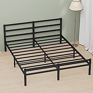 Musen King Bed Frame with Headboard and Footboard, 14 Inch Platform with Storage, Heavy Duty Steel Metal Bed Frame No Box Spring Needed, Noise Free, Anti-Slip, Easy Assembly (Max Load: 1200lb)