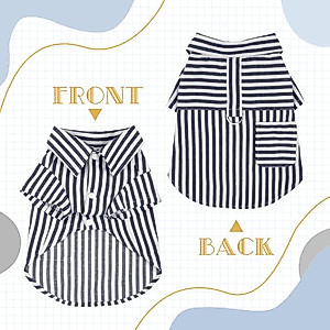 Dog Shirt, Pet Puppy Stripe Clothes, Adorable Outfit T-Shirt for Small Medium Large Male Female Cats Dogs, Breathable Soft Kitten Apparel for Birthday Party Photos Halloween Thanksgiving Christmas