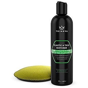 Trinova Plastic & Trim Restorer - Shines & Darkens Worn Out Plastic, Vinyl & Rubber Surfaces - Protects Cars & Motorcycles from Rain, Salt & Dirt - Prevent Fading - 8 OZ