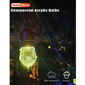 HVS Smart Outdoor String Lights LED 72Ft (2 packs of 36ft) Color Changing RGBW Patio String Lights Infinite Connectable APP Control 2.4GHz WiFi Waterproof 36 Acrylic Work with Alexa Google for Outside