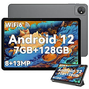Blackview Tablet Android 12 Tab 8 WiFi Tablets 10 Inch 7GB RAM+128GB/1TB ROM Quad Core 6580mAh 8+13MP WiFi 6 BT 5.0 GMS Gray