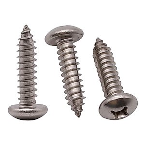 #12 x 1/2" (50 Pack) Stainless Steel Phillips Pan Head Wood Screws, Stainless Steel 304 (18-8), Pan Head Sheet Metal Screws Self Tapping Screws