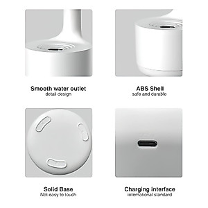 Anti Gravity Ultrasonic Humidifier, 2023 Upgrade Cool Mist Desktop Humidifier, Quiet Diffuser with LED Clock Display, Auto Shutdown Power-Off Protection for Kids Friend Lover Gift Bedroom Home(White)