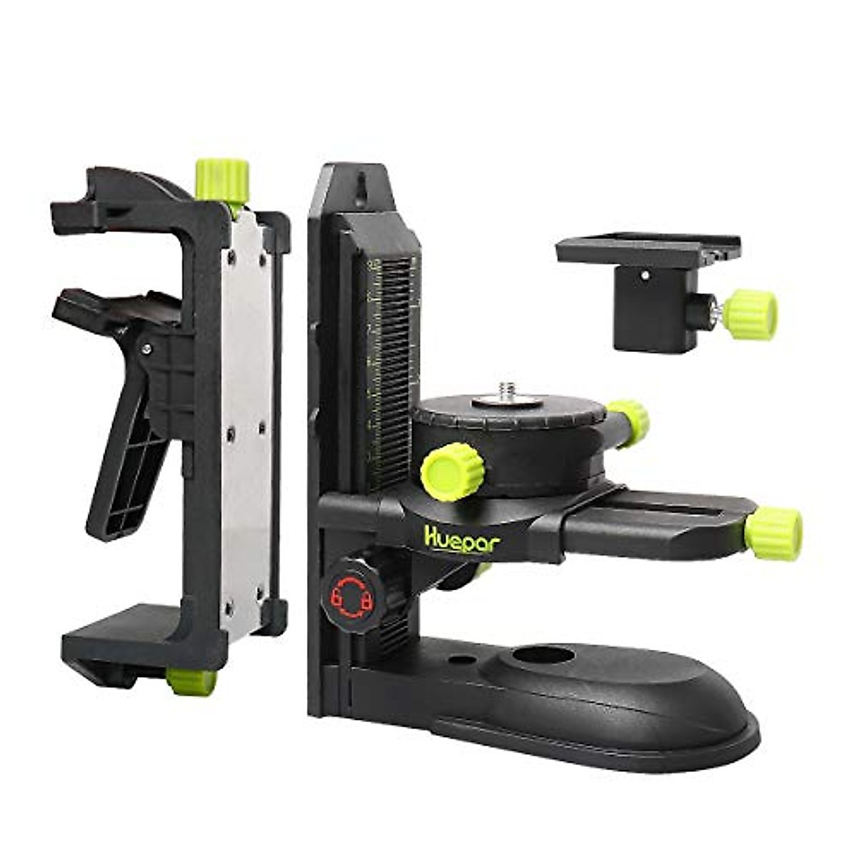 Huepar Fine-tuning Bracket Laser Level Adapter, Multifunctional Magnetic Pivoting Base with Adjustable Clip, 360° Adjustable Support with 1/4"-20 Male Threaded, Height Adjustment - PV10+