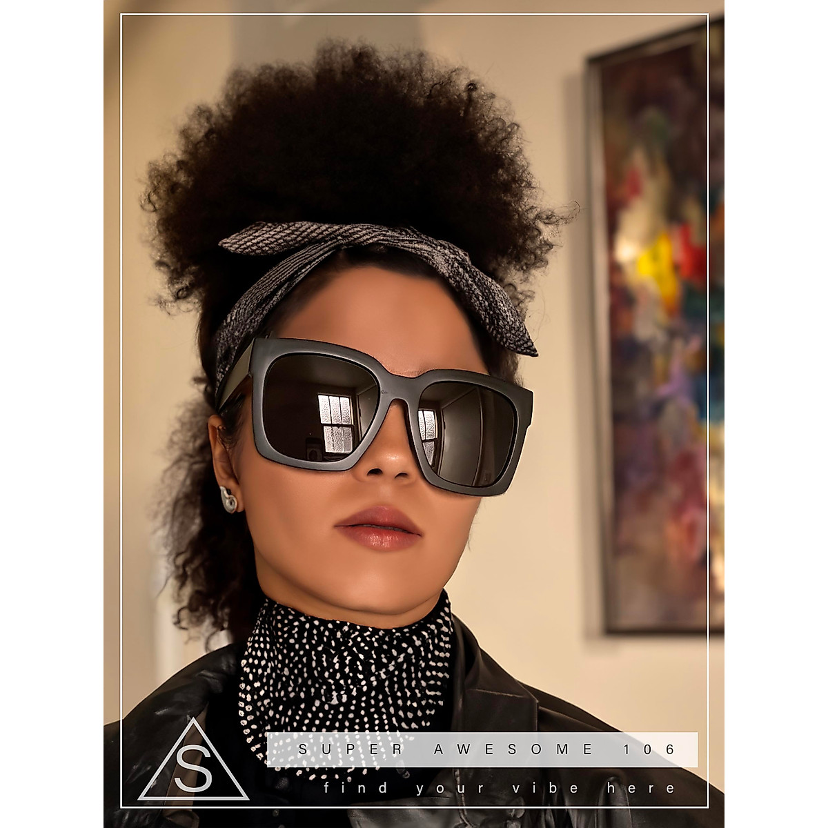 Womens XL Oversize Horned Rim Thick Plastic Retro Sunglasses Black Smoke