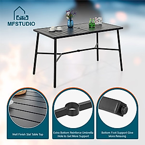 MFSTUDIO Patio Bar Set of 7 with 1 Heavy Duty Metal Slat Bar Table with 6 Pieces Sling Outdoor Bar Height Stool, Turquoise Blue