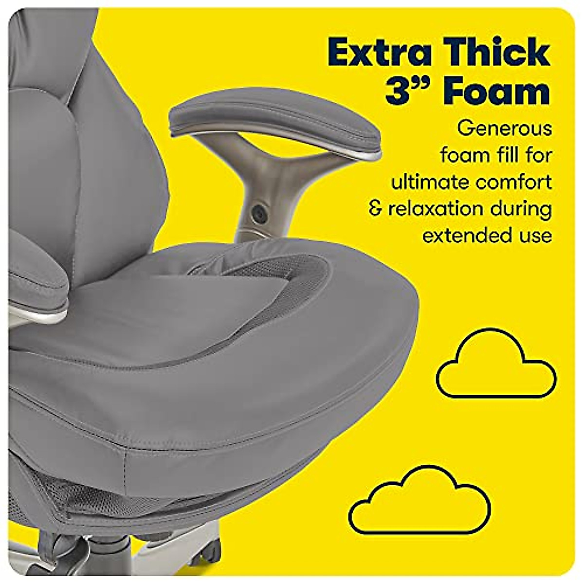 Serta Ergonomic Executive Office Chair Motion Technology Adjustable Mid Back Design with Lumbar Support, Gray Bonded Leather