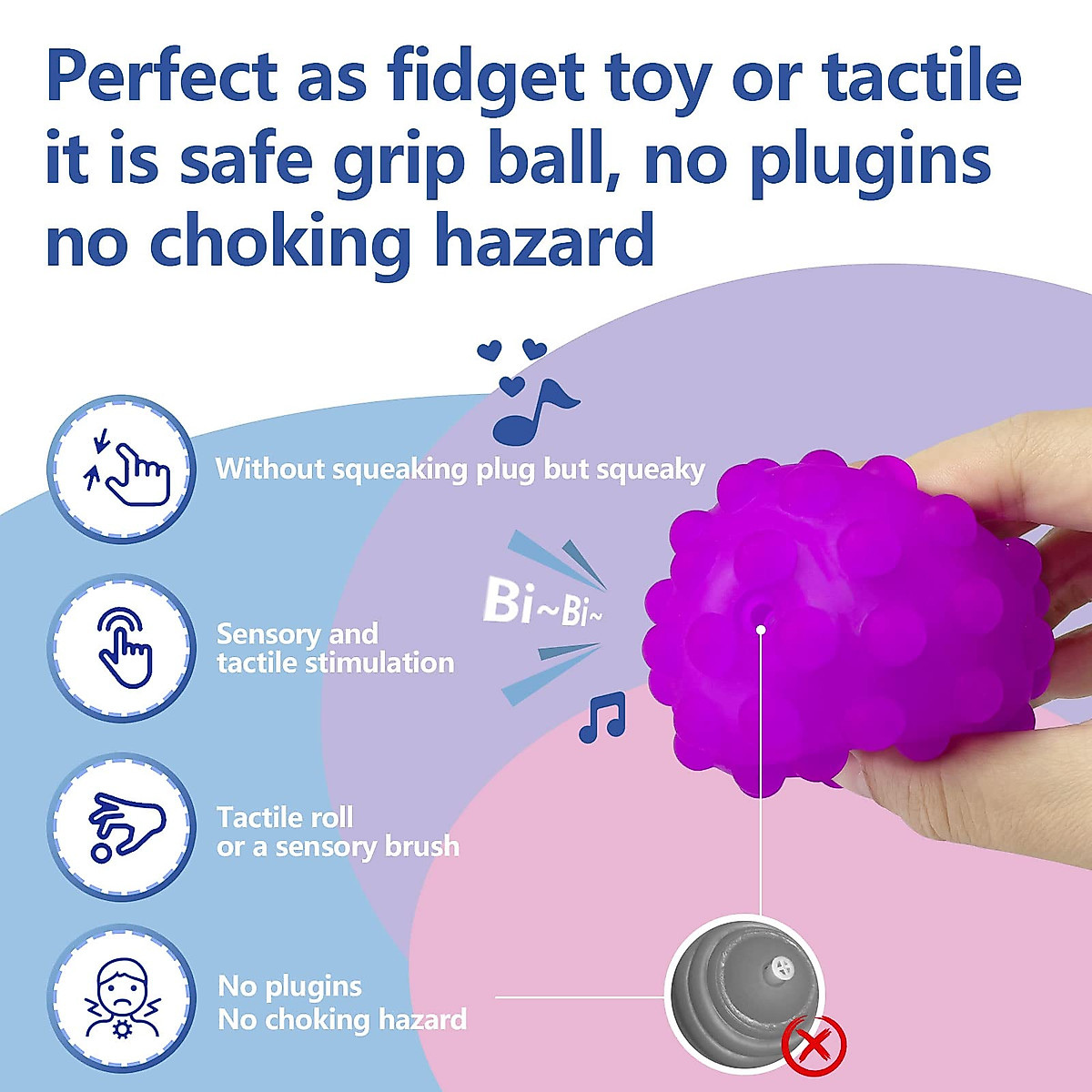 ROHSCE Baby Textured Multi Ball Set, 6pcs Colorful & Bright Child Touch Hand Ball Toy Infant Sensory Balls Massage Soft Ball, 6-12 Months Baby Learning Grasping Soft Sensory Toys for Kids Gift