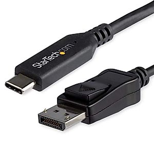 StarTech.com 6ft/1.8m USB C to DisplayPort 1.4 Cable - 4K/5K/8K USB Type-C to DP 1.4 Alt Mode Video Adapter Converter - HBR3/HDR/DSC - 8K 60Hz DP Monitor Cable for USB-C/Thunderbolt 3 (CDP2DP146B)