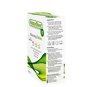 Denture Cleaner Tablet NaturDent Cleans Removes Dark Stains Plaque and Smells From Full Dentures, Partial Dentures Prosthesis and Orthodontic Braces Leaving Your Mouth Feeling Fresh and Clean (2 Pack)