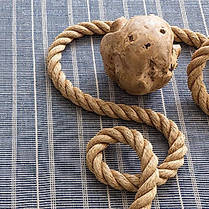 Dash & Albert Samson Navy Handwoven Indoor/Outdoor Rug, 8 X 10 Feet, Blue/Ivory Stripe Pattern