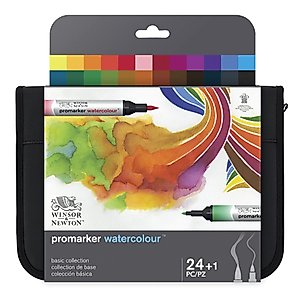 Winsor & Newton Promarker Watercolor, 24 count (Pack of 1), Basic Tones