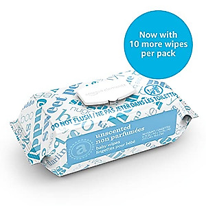 Amazon Elements Baby Wipes, Unscented, White 810 Count, 90 Count (Pack of 9) (Previously 720 Count)
