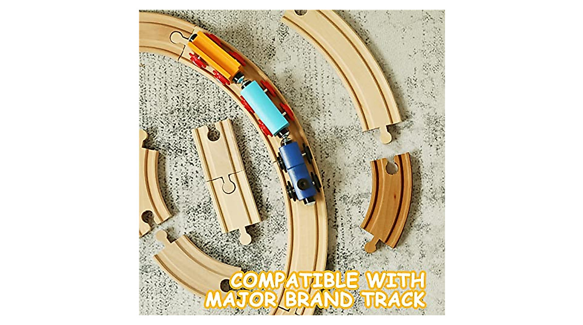 SainSmart Jr. Wooden Train Set 34pcs - Compatible with Brio & Thomas