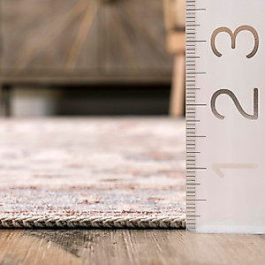 nuLOOM Gemma Machine Washable Transitional Floral Area Rug, 5' x 8', Beige, Rectangular, 0.15" Thick