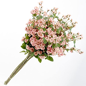 MAIMENG Pink Small Roses,Mini Roses Silk Flowers Set of 6 for Home Decorations Centerpieces Wedding Arrangement Bouquet DIY Floral Decor Autumn Decor with Stems