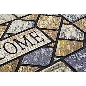 MTOUOCK Welcome Mats Outdoor, 17 * 30" Front Door Durable Mat for Non Slip Rubber Outdoor Home Entrance, Geometric Shape Style Outside Entry