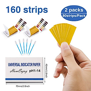 2 Pack pH Test Strips, 160 Strips pH.1-14 Universal pH Test Paper Litmus Test Paper pH Soap Making Testing Strips for Water Wine Saliva Urine Soil Testing Pet Food and Diet pH Monitoring (Sealed Pack)