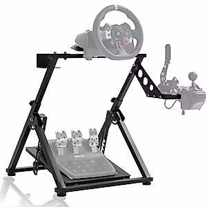 Hottoby Racing Simulator Cockpit Frame Adjustable Thick Circular Tube Fit for Logitech/Thrustmaster G29,G920,G923, T300RS race car seat Flexible Use of Legs,No Steering Wheel,Pedal,Shifter,Seat