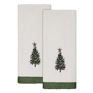 Avanti Linens - Fingertip Towels, Soft & Absorbent Cotton, Holiday Home Decor, Set of 2 (Trees Collection)