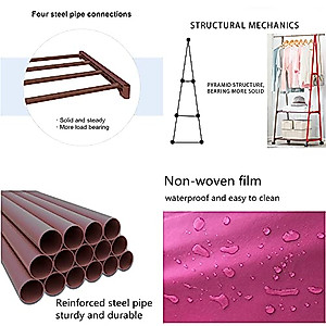 YISONHO Clothes Rack, Garment Rack with Removable Wheels Two-Tier Shelf Clothes Organizer Hanging Handy Storage (Pink)