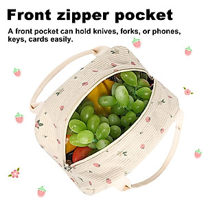 BTOOP Lunch Box for Women Kids Girls Insulated Lunch Bag Cute Corduroy Lunchbox Adults Small Lunch Tote Bags Reusable Cooler for Work Office School Picnic Travel