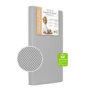 Dream On Me Snuggles Extra Firm Fiber Portable and Mini Crib Mattress in Grey, Greenguard Gold Certified, Soft Breathable Mesh Cover, Lightweight Baby Mattresses for Cribs