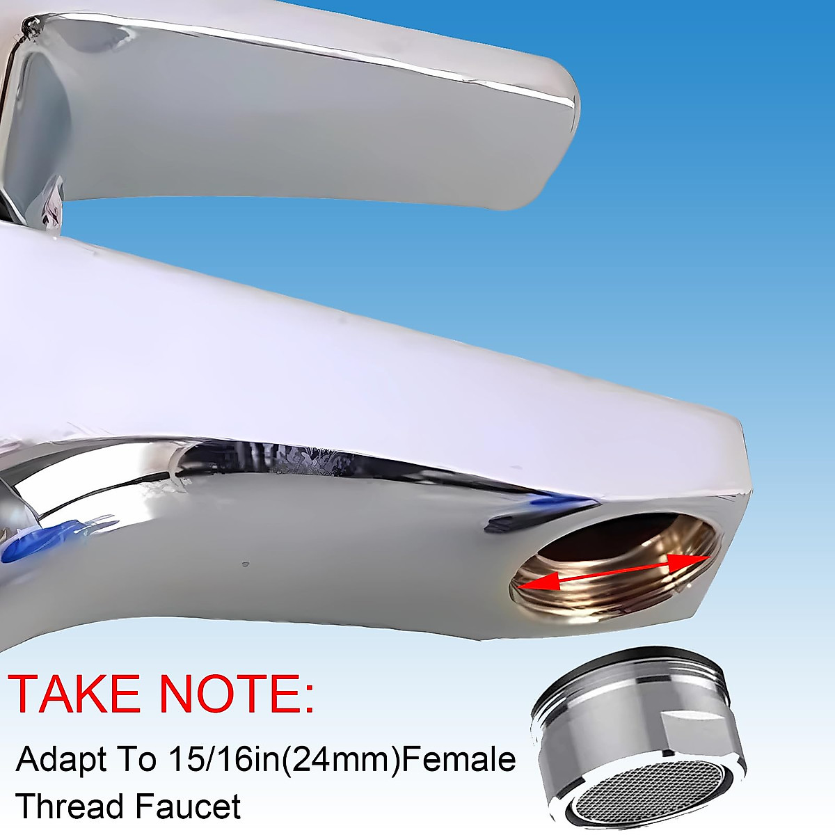 6PCS Faucet Aerator Bathroom Sink Standard Replacement Parts with Brass Shell 15/16 Inch 24mm External Thread Aerator Faucet Filter with Gasket and Wrench Suitable for Kitchen and Bathroom