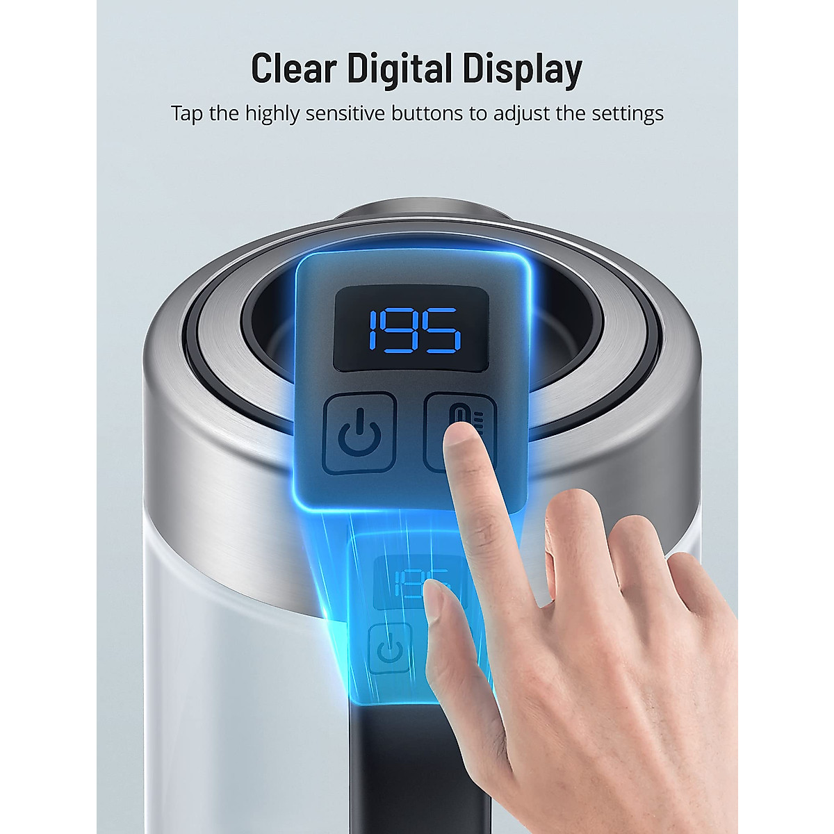 Paris Rhône Electric Kettle, Tea Kettle with 6 Temperature Settings, 1.7L Glass & Stainless Steel Heater, Touch Control, LED Screen, Keep Warm Mode, Boil-Dry Protection, for Milk, Tea, Coffee