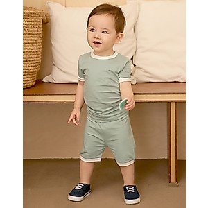 VAENAIT BABY Infant Toddler Junior Pajamas Cotton Summer Short Pjs 2pcs Set Macaron Mint S