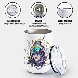 sweet grain 12oz Sublimation Wine Tumblers Blanks(50Pack) - Stainless Steel Insulated Sublimation Stemless Wine Tumbler Bulk with Lids & Straw for Wine/Coffee/Cocktail