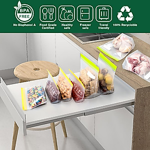 SPLF 20 Pack Reusable Sandwich Bags Dishwasher Microwave Safe, BPA Free Extra Thick Leakproof Reusable Food Storage Bags Silicone and Plastic Free Quart Size Freezer Bags Containers