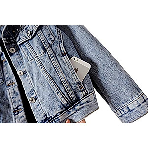 Kedera Women's Embroidered Rivet Pearl Short Denim Jacket Coat