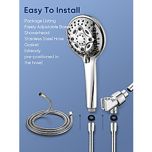 Heemli 12 Inch Rain Shower Head - High Pressure Shower Head, Dual Shower Heads with 8 Modes Handheld Spray Combo - Upgrade Extension Arm Height Adjustable, Chrome