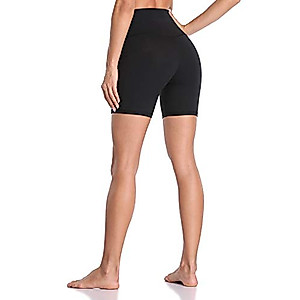 Colorfulkoala Women's High Waisted Biker Shorts with Pockets 6" Inseam Workout & Yoga Tights (M, Black)