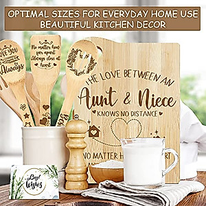 Aunt Gifts，Gifts for Aunt Mothers Day, Aunt Gifts from Niece, Cutting Boards Gift with Utensil Set, Unique Engraved Bamboo Cutting Board Present for Aunt Birthday, Christmas