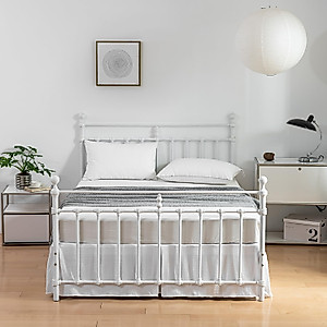 xuan dian Twin Bed Skirt - Twin Size Bed Skirt 14 Inch Drop with Split Corners, Pleated Waffle Weave Bed Skirt,Tailored Dust Easy Fit,Machine Washable (White, Twin - 14" Drop)